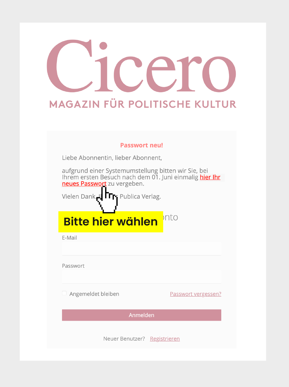 Passwortwechsel | Cicero Online